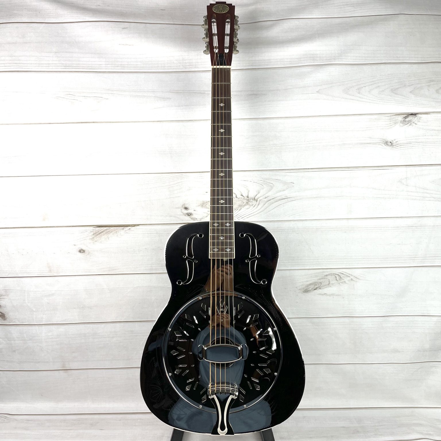 Royall FB Blues Hound Bright Nickel Engraved Finish 14 Fret Single Cone ...