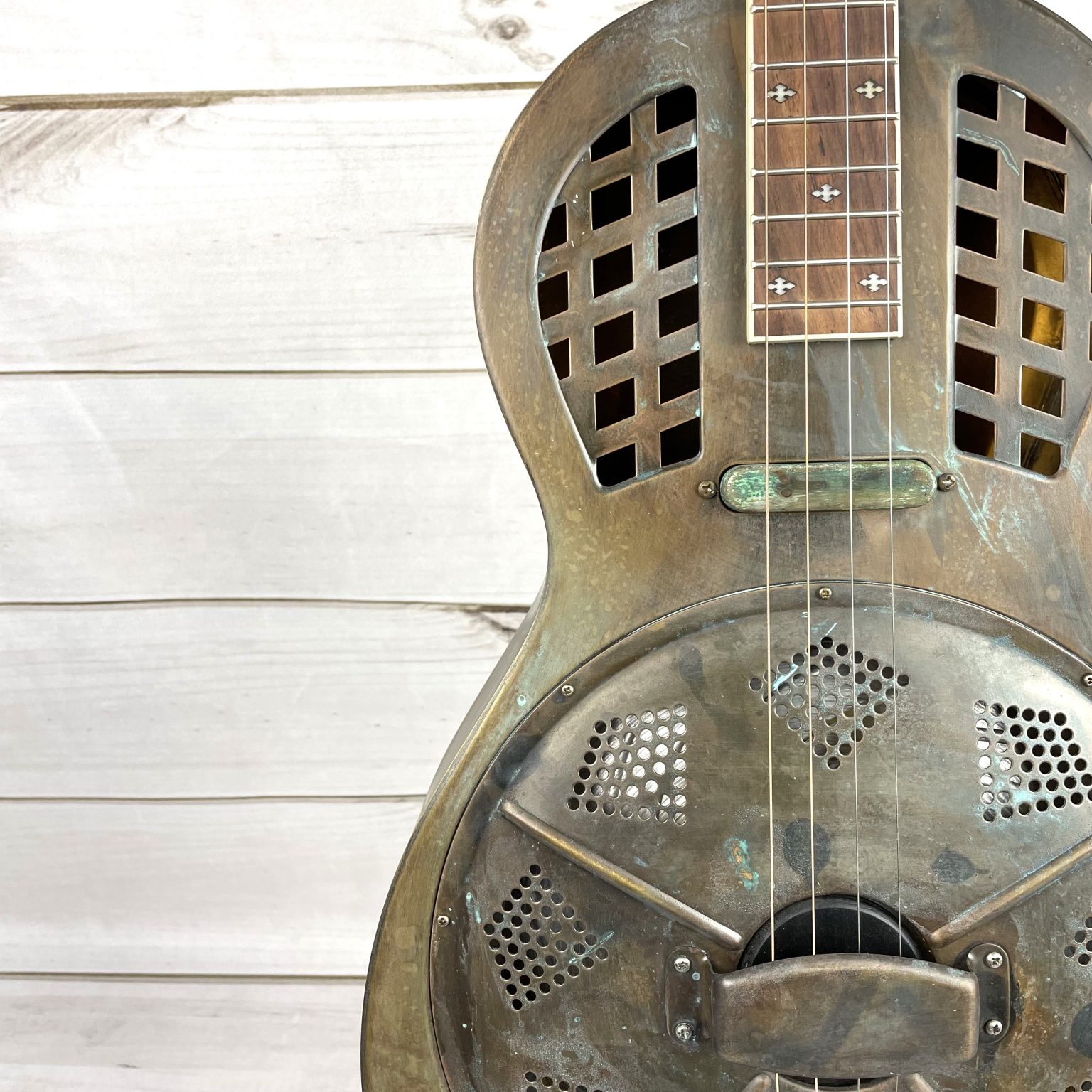 Royall Long Scale Parlor Tenor Resonator Distressed Relic Brass Finish ...