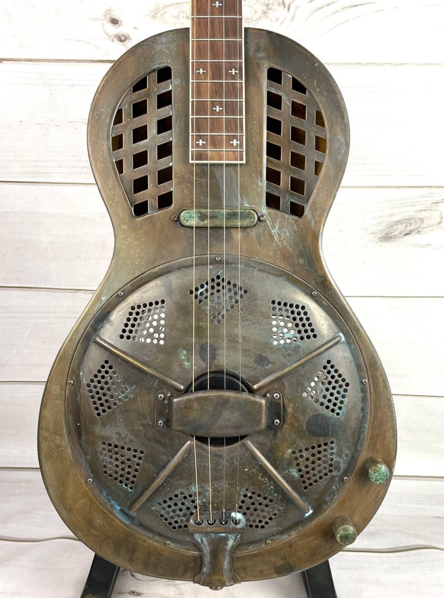 Royall Long Scale Parlor Tenor Resonator Distressed Relic Brass Finish ...