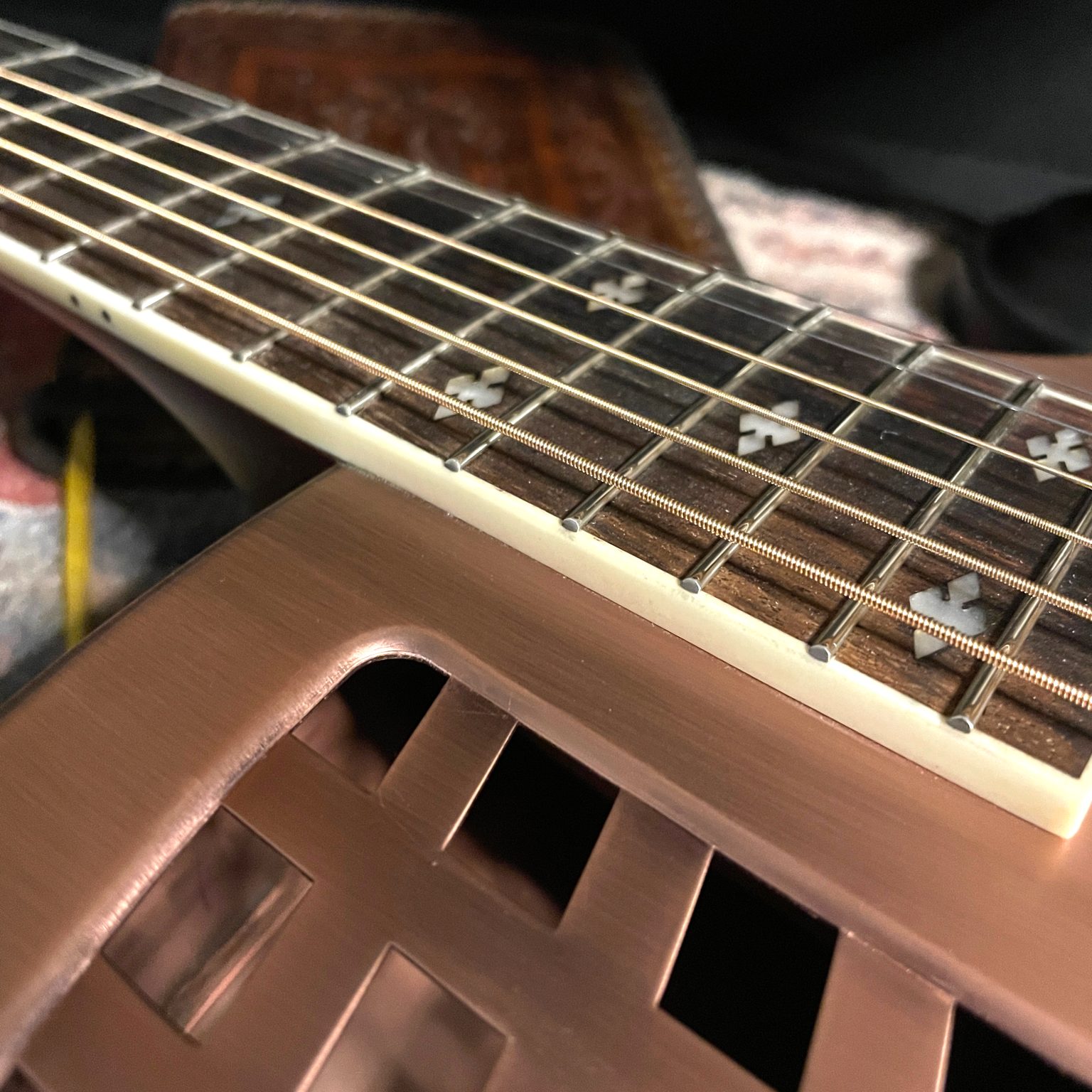 Royall Trifecta Burnished Copper 14 Fret Cutaway Brass Tricone ...